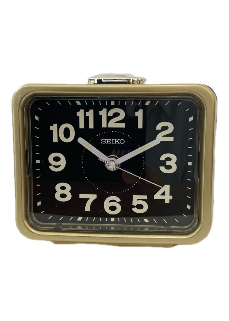 QHK062-G SEIKO ALARM CLOCK BELL ALARM BLACK GOLD – Goldsack & Co