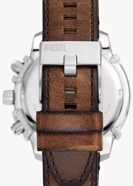 DZ4656 DIESEL GRIFFED CHRONOGRAPH BLUE DIAL BROWN LEATHER BAND ...